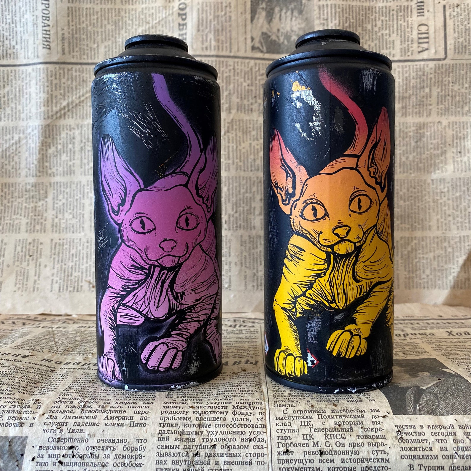 Sphinx Cat - Spray Cans Art - Street Art - Graffiti - Etsy