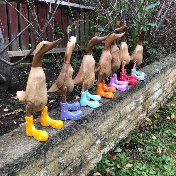 Wooden Ducks in Wellies - Etsy UK