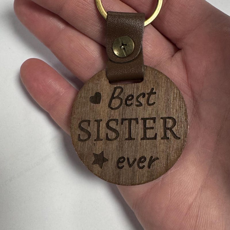 Wooden Keyring for Sister - Etsy UK