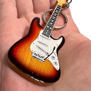 Handmade Wooden Guitar Keychain: Acoustic or Electric, Music Lover Gift ...