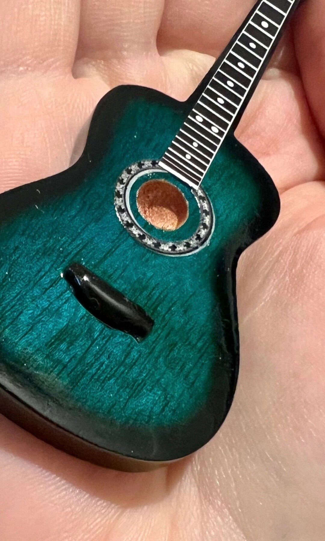 Green Acoustic Guitar Keychain: Handmade Wooden Music Lover Gift - Etsy