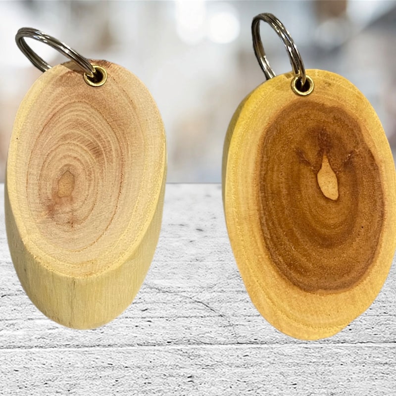 Wood Slice Keyring - Etsy