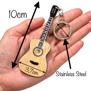 Acoustic Green Mini Guitar Key Ring 10cm Designs Wooden Handmade Music ...