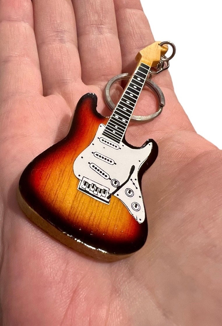 Green Acoustic Guitar Keychain: Handmade Wooden Music Lover Gift - Etsy