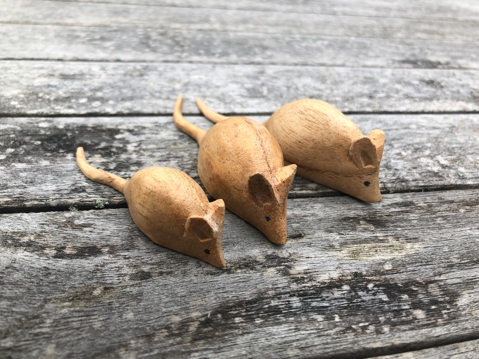 Handmade Mice Wooden Hand carved Ornament 6-8cm Mouse Natural | Etsy