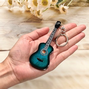 10cm Mini Guitar Acoustic and Electric Key Ring 5 Designs Wooden ...