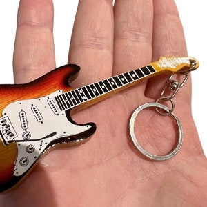 10cm Mini Guitar Acoustic and Electric Key Ring 5 Designs Wooden ...