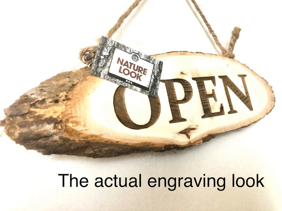 Personalised Wooden Log Sign Hanging Wall Door Office Garden Shop Gift ...