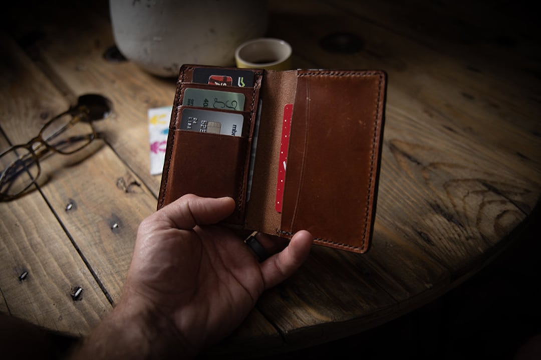 7 Pocket Leather Bifold Vertical Wallet - Etsy