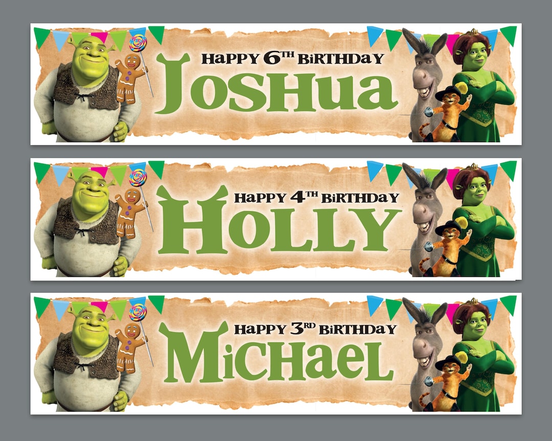 Giant SHREK Personalised Birthday Banner - Etsy UK