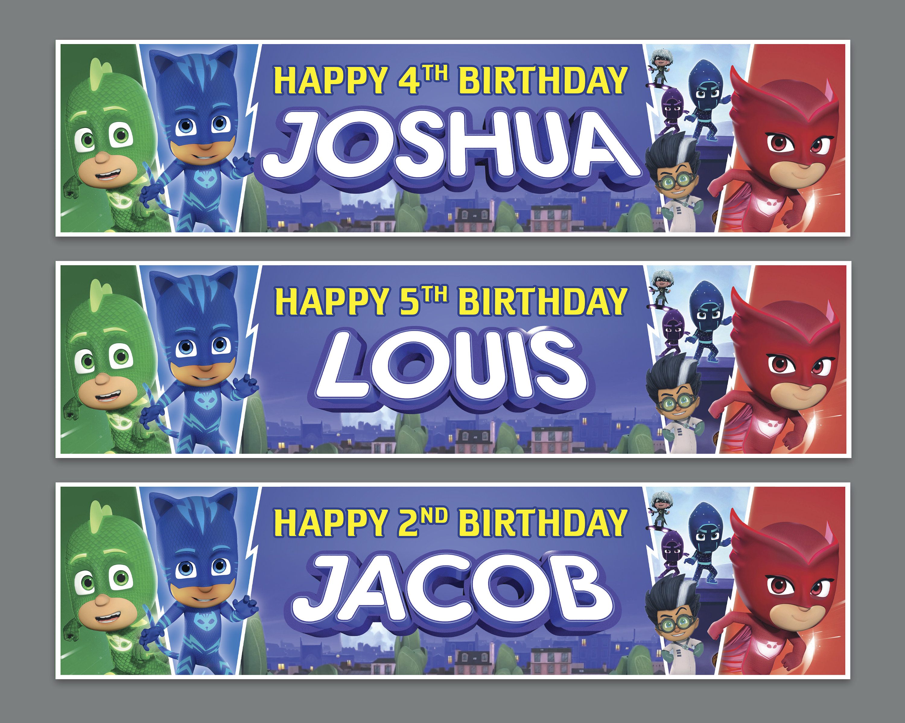 Giant PJ MASKS Personalised Birthday Banner - Etsy
