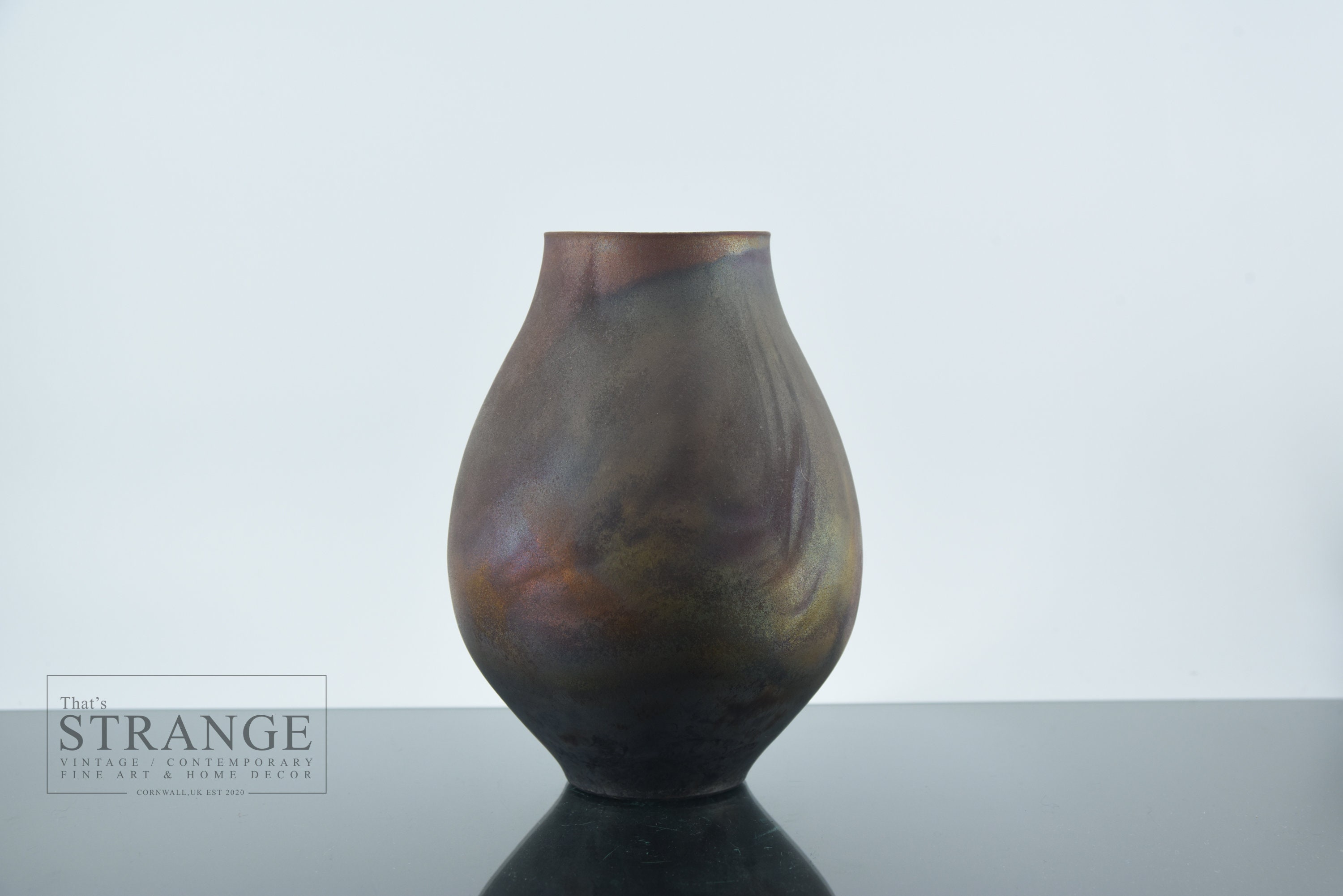 Tim Andrews Raku Fired Studio Pottery Vase Hand Thrown Iridescent ...