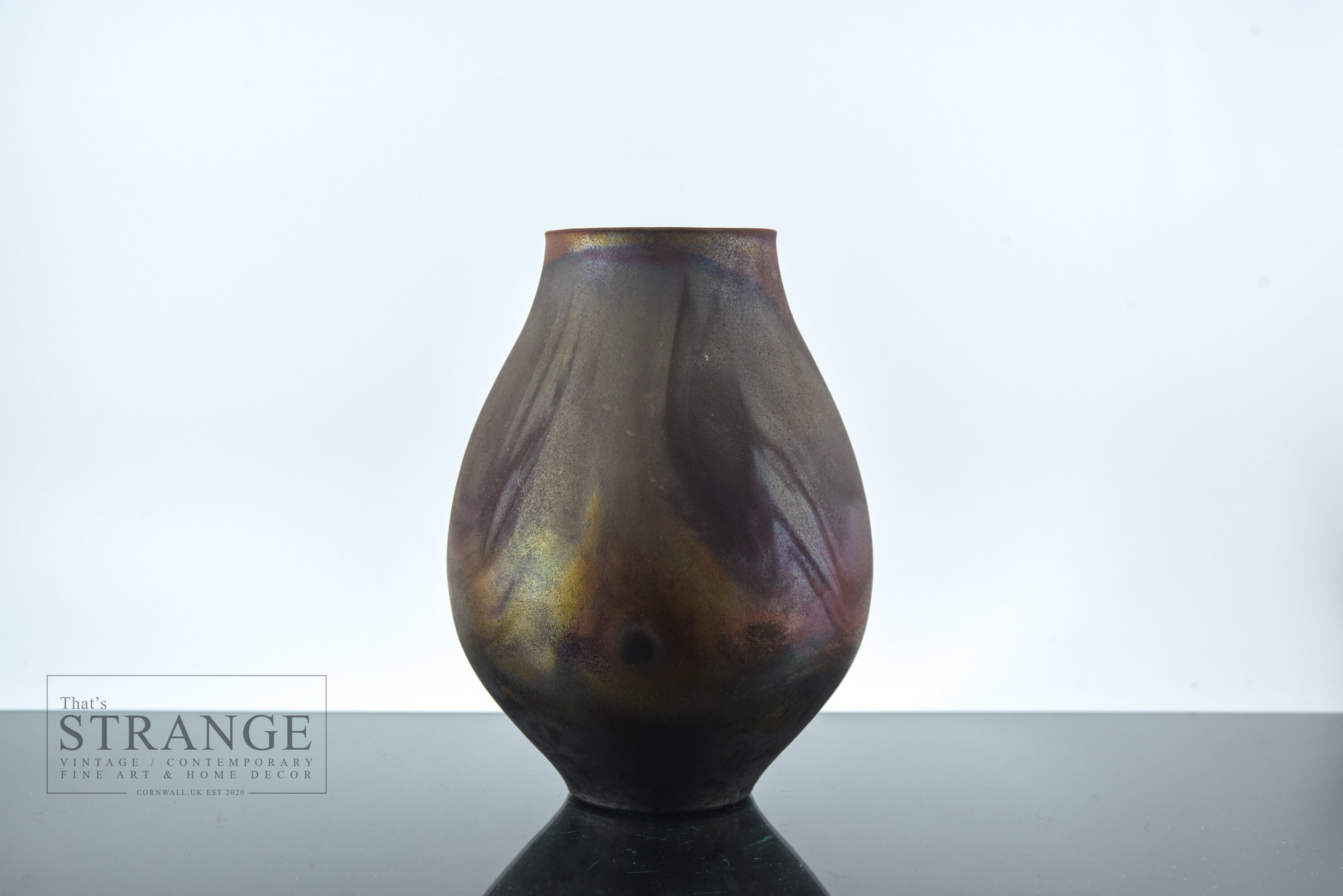 Tim Andrews Raku Fired Studio Pottery Vase Hand Thrown Iridescent ...
