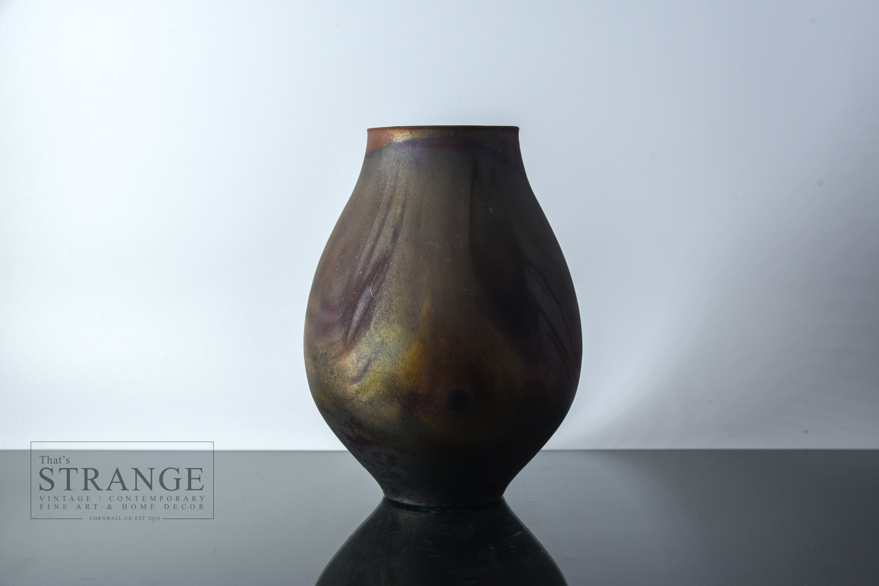 Tim Andrews Raku Fired Studio Pottery Vase Hand Thrown Iridescent ...