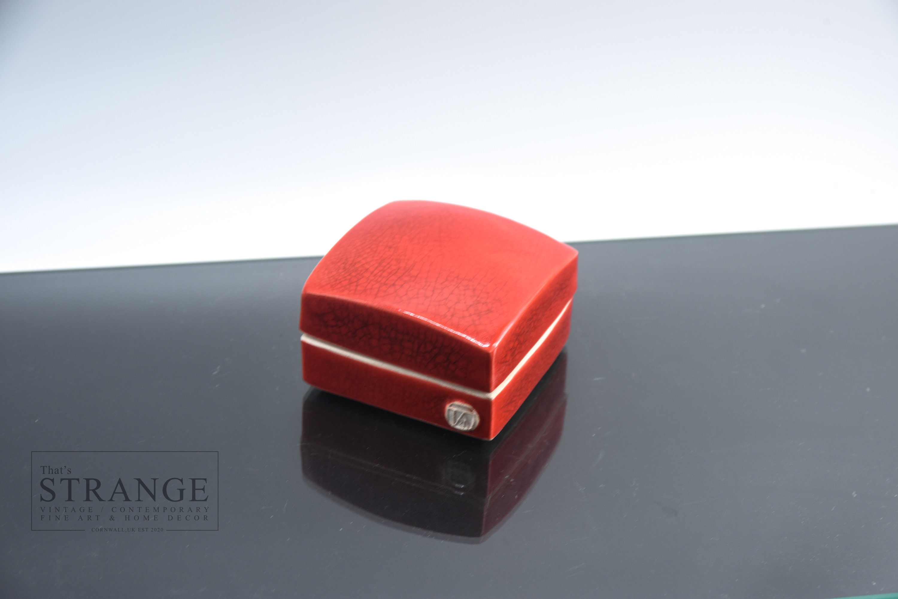 Tim Andrews Raku Fired Red Porcelain Lidded Jar Hand Made Studio ...