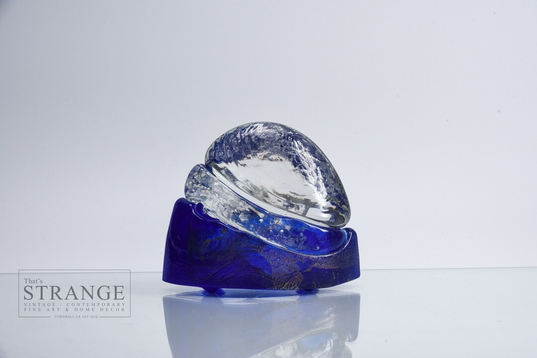 Blue and Clear Glass Sculpture by the Glass Studio Denby, Blue Glass ...