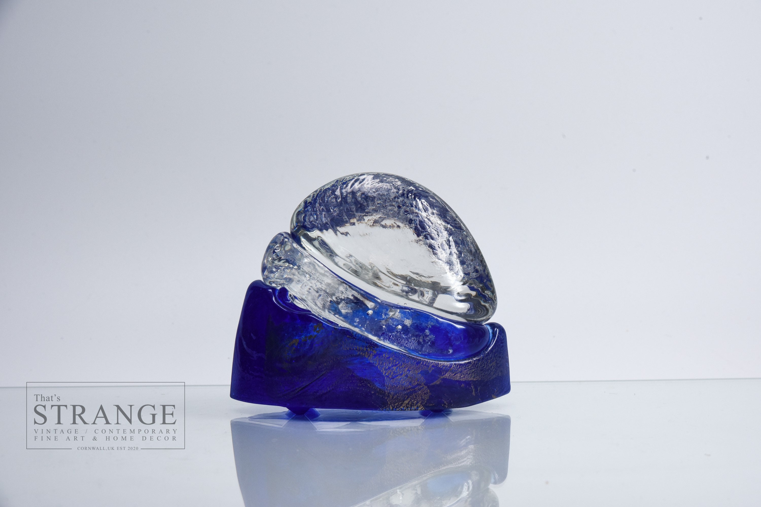 Blue and Clear Glass Sculpture by the Glass Studio Denby Blue - Etsy