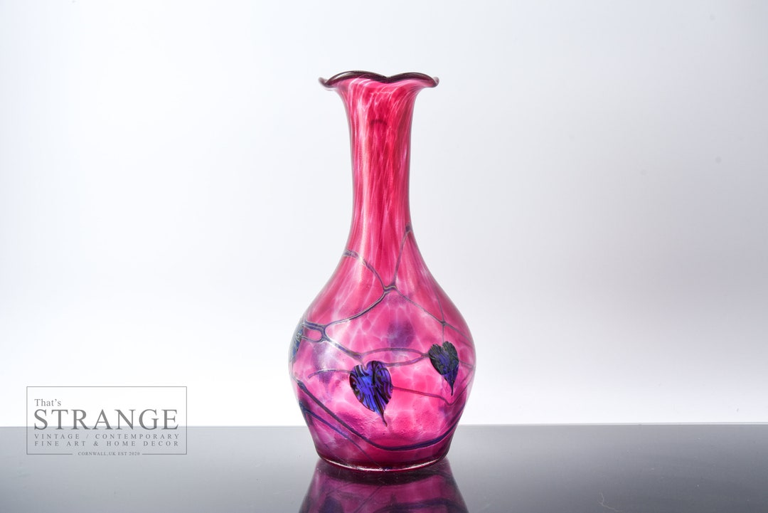 Okra 'pink Arum' Art Glass Vase Hand Made Iridescent Studio Glass ...
