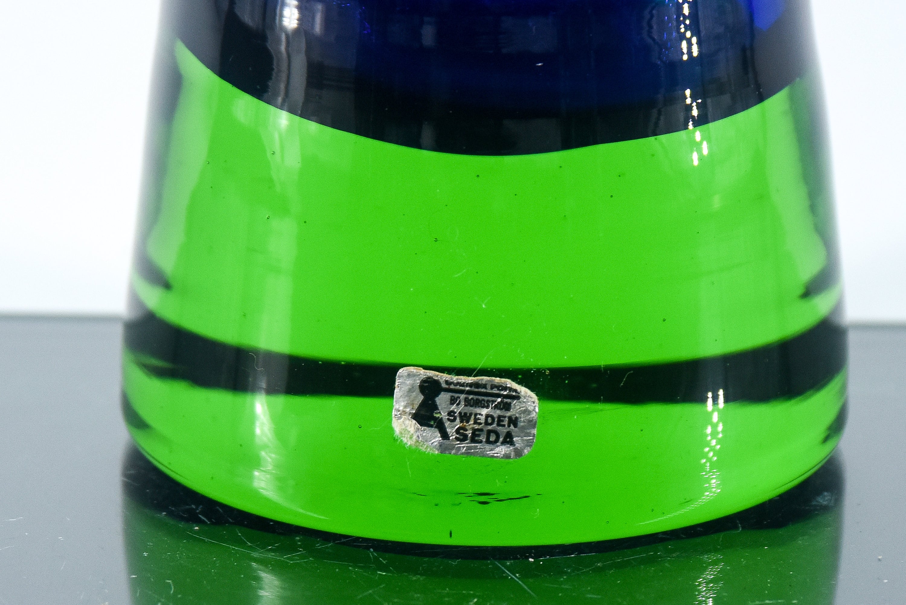 Aseda Glasbruk Blue & Green Art Glass Vase Designed by Bo Borgstrom ...