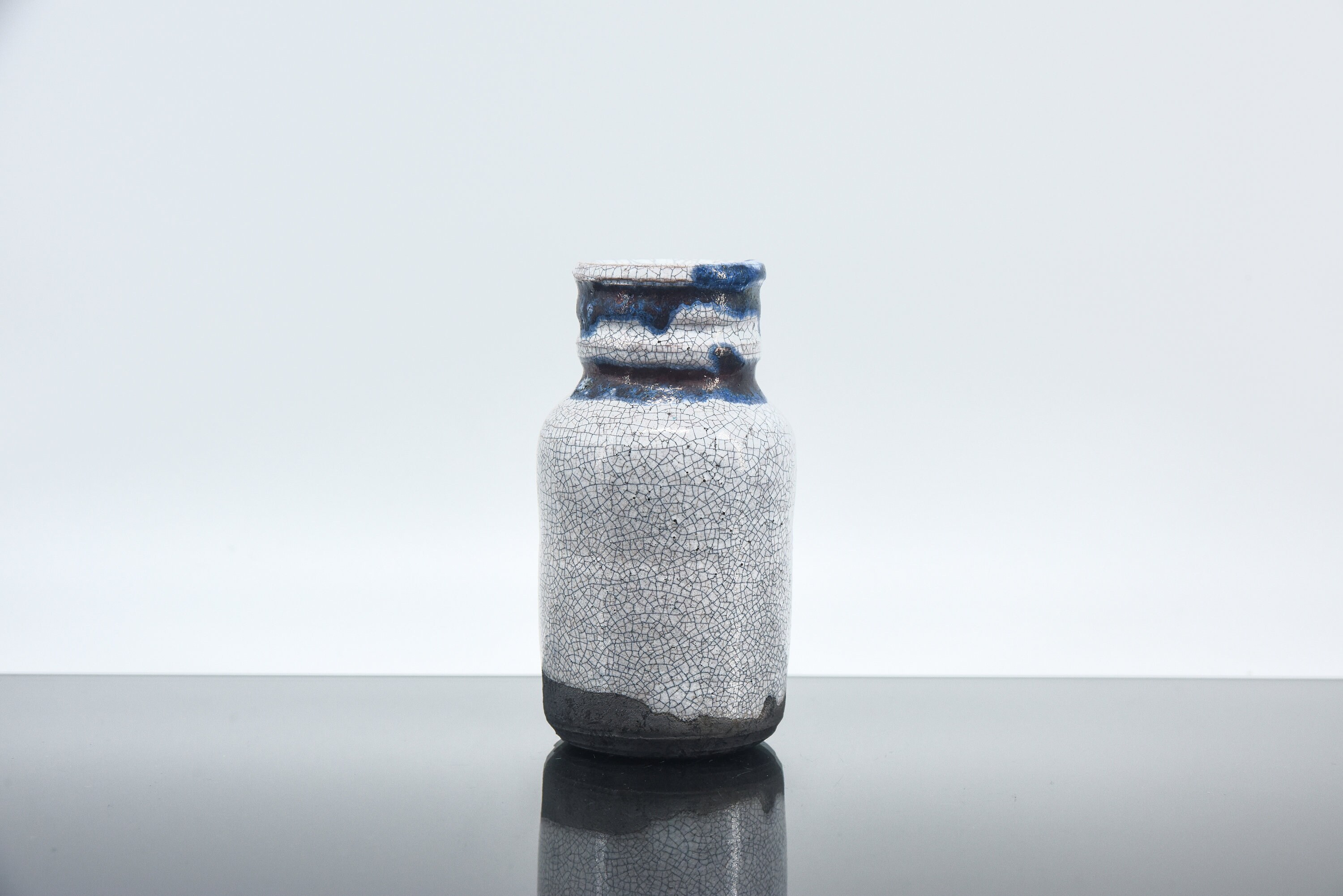 Paul Berman Raku Studio Pottery Vase Crackle Glaze Hand Made Ceramic ...