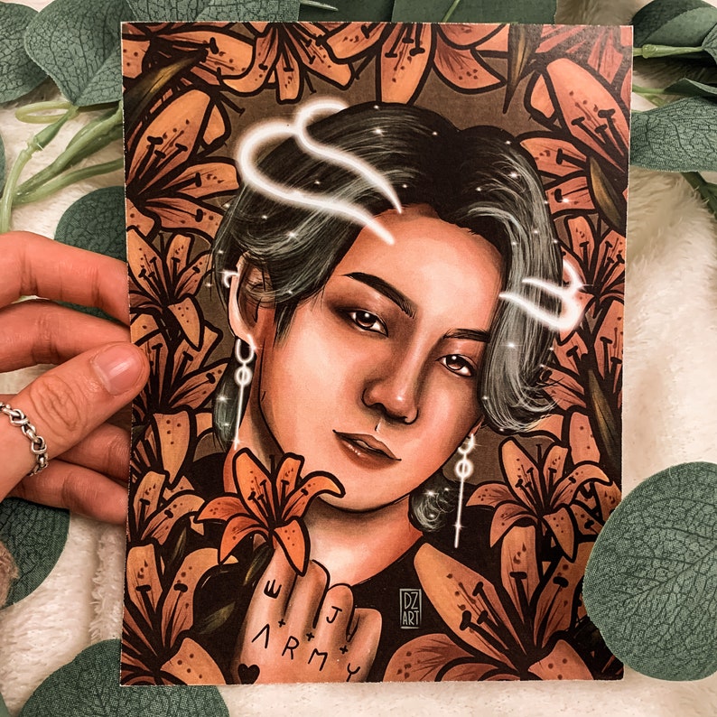 BTS Jungkook and Birth Flower Print - Etsy Ireland