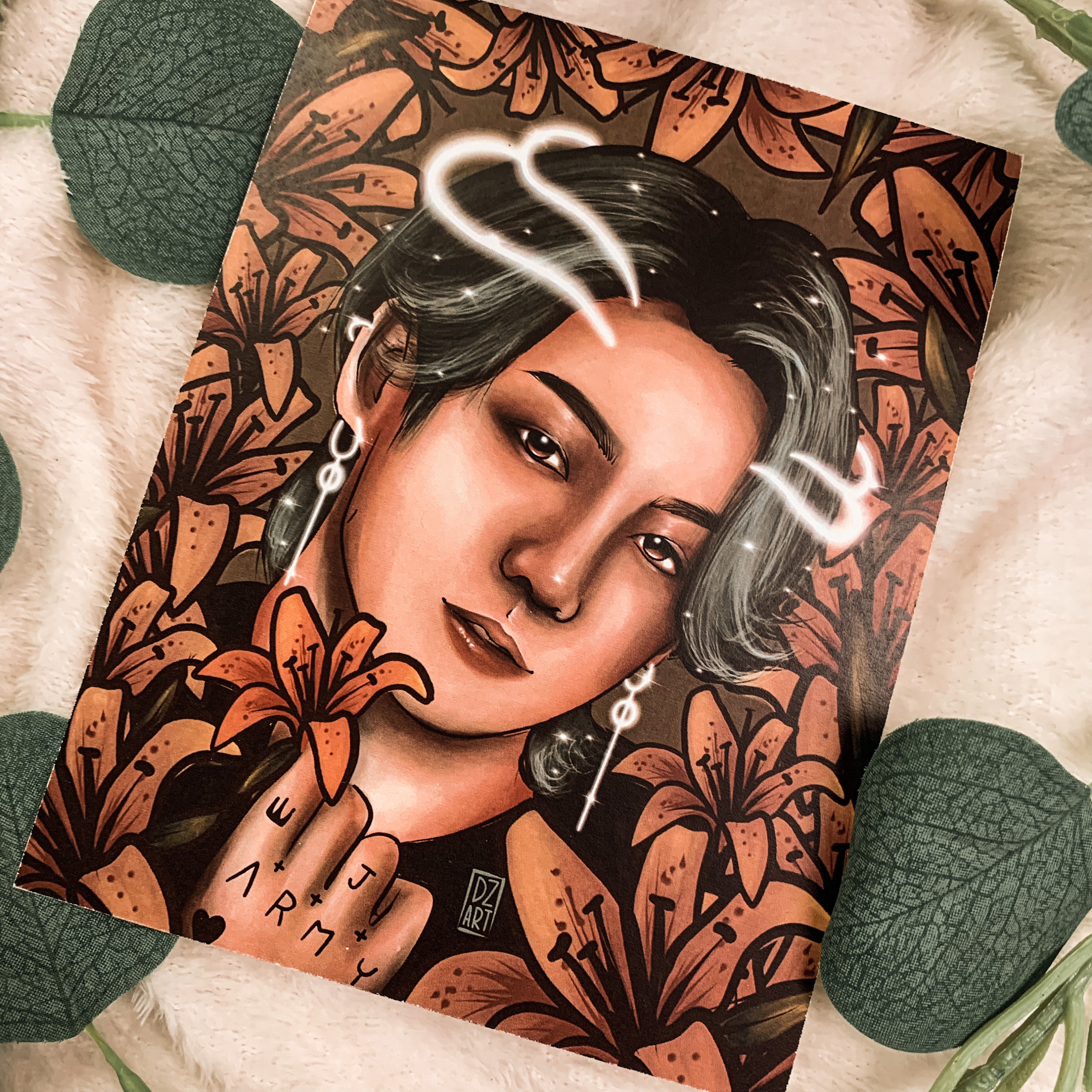 BTS Jungkook and Birth Flower Print - Etsy