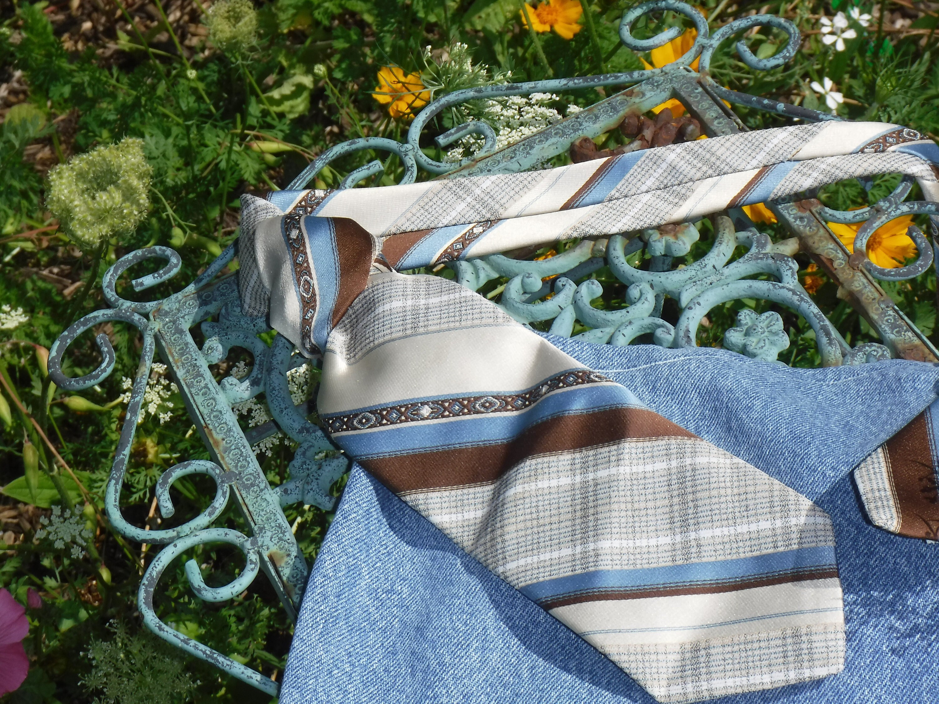 Denim Handbag With Vintage Necktie, handsewn purse, handmade, fabric ...