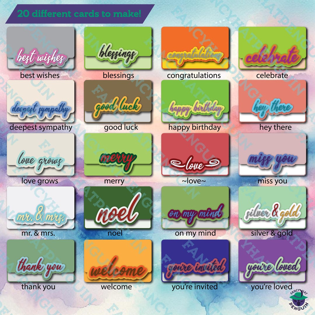 Word Flap Card SVG Bundle ... 20 Different Cards for All Occasions ...