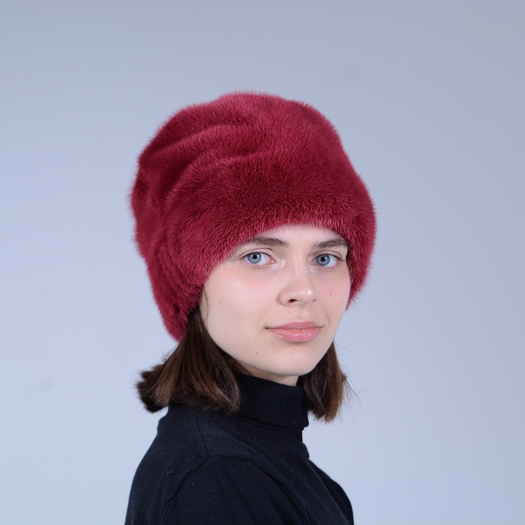 Women's Fur Mink Hat Made of Real Luxurious Mink Fur With - Etsy