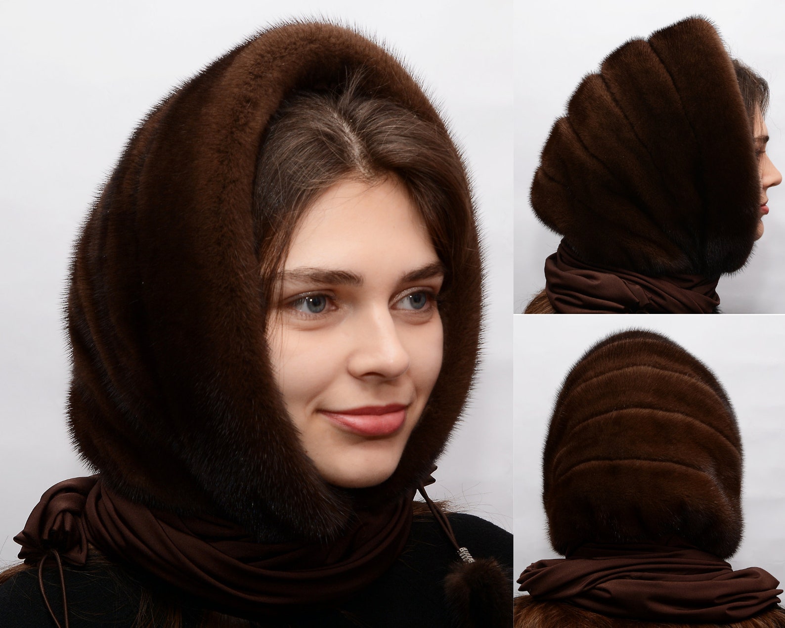 Luxury Fur Hat Caps Womens Mink Hats Winter Mink Fur Hat Scarf Real Fur ...