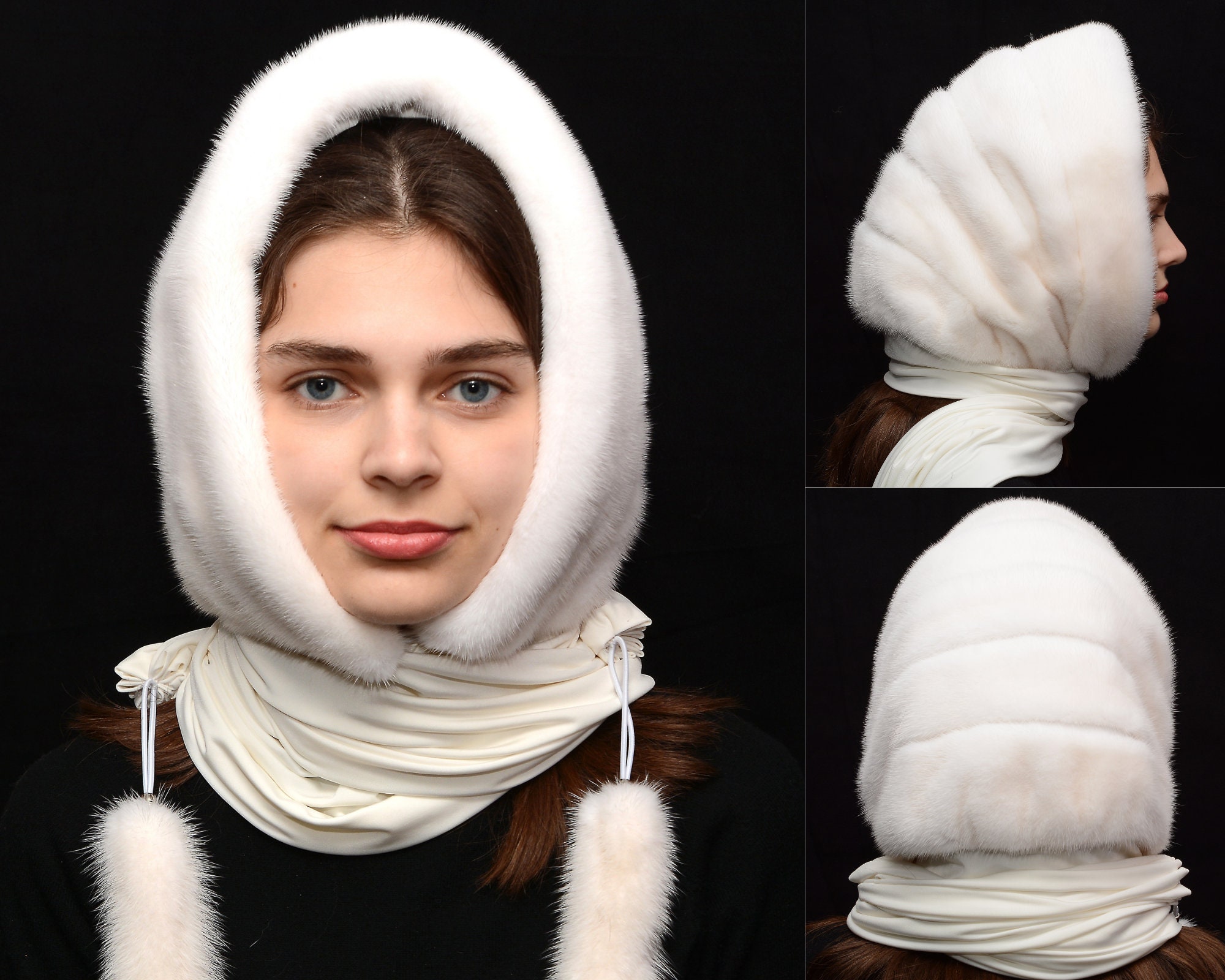 Luxury Fur Hat Caps Womens Mink Hats Winter Mink Fur Hat Scarf Real Fur ...