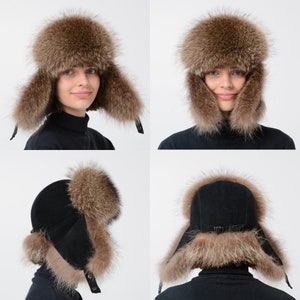Ushanka Hat Russian Fur Hat Raccoon Hat Trapper Hat - Etsy