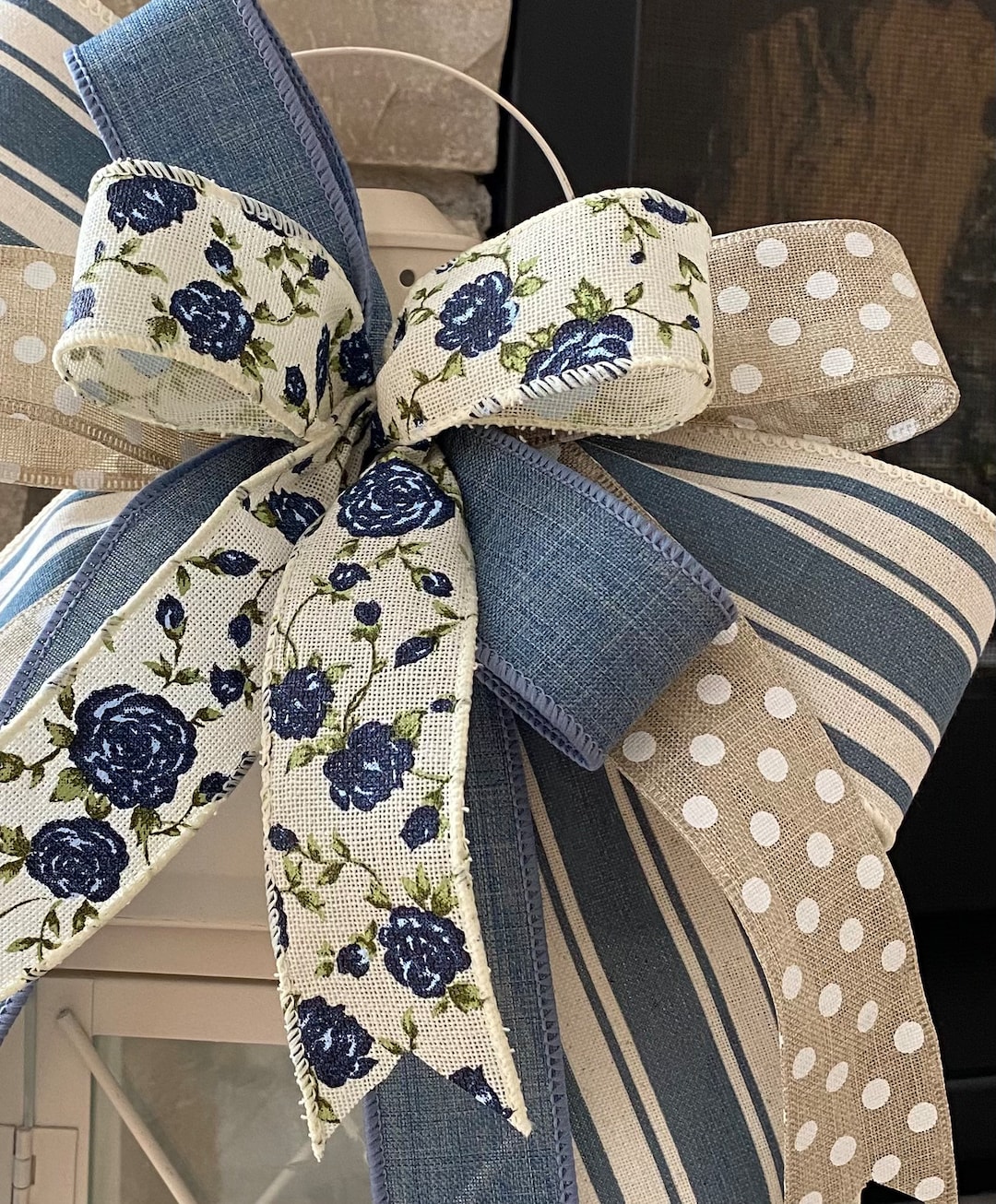 Everyday Farmhouse Bow, Creme, Denim, Linen, White Polka Dots, Stripes ...