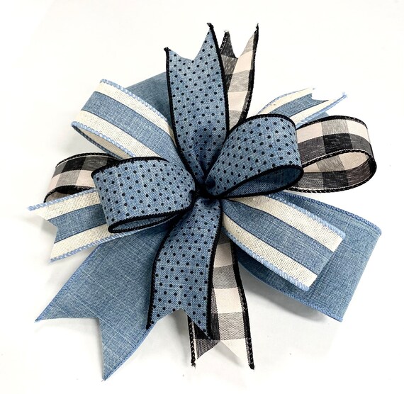 Farmhouse Denim Everyday Bow Buffalo Check Stripes Denim - Etsy