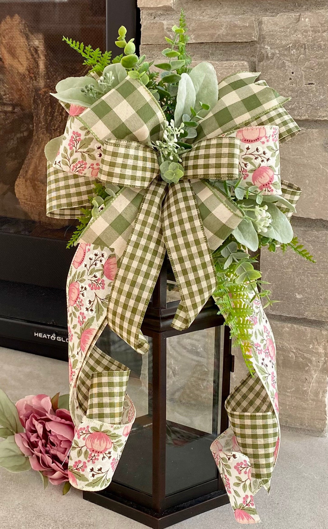 Springtime Bow, Soft Greenery, Pinks, Olive, Gingham, Buffalo Check ...
