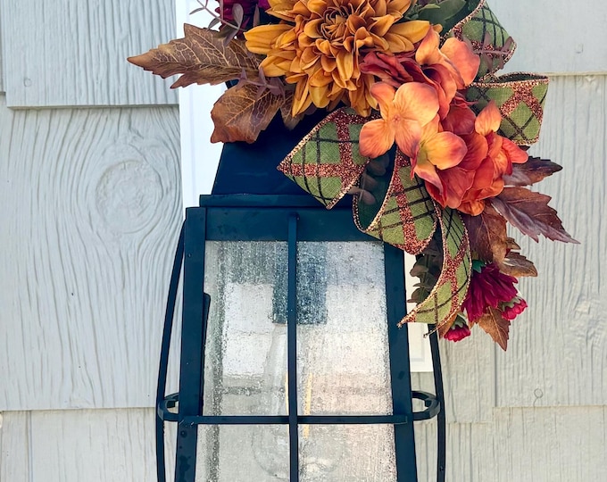 Fall Floral Swag, Lantern Topper, Mini Size, Fall Leaves, Mums, Dahlia ...