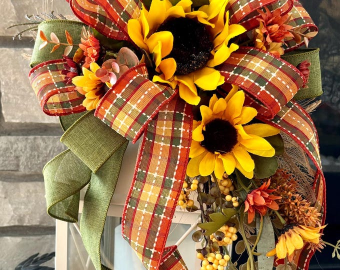 Fall Swag, Sunflowers, Berries, Fall Leaves, Lantern or Wreath Swag ...