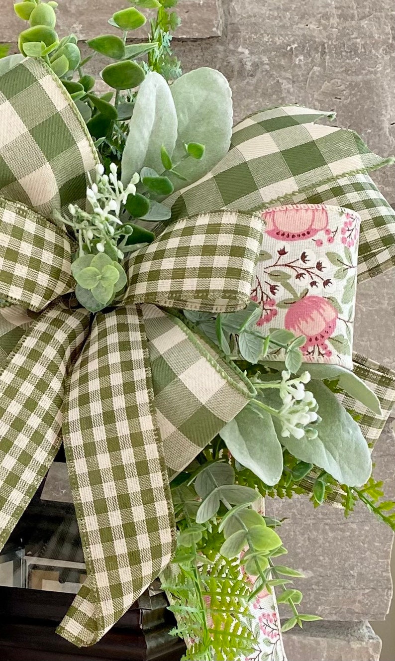 Springtime Bow, Soft Greenery, Pinks, Olive, Gingham, Buffalo Check ...