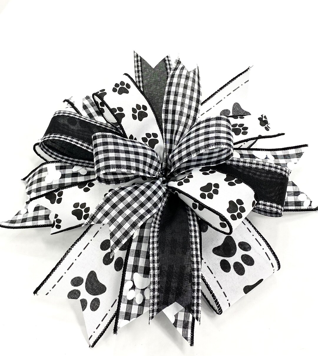 Farmhouse Dog Lover Bow, Paws, Bones, Black White, Gingham, Plaid ...