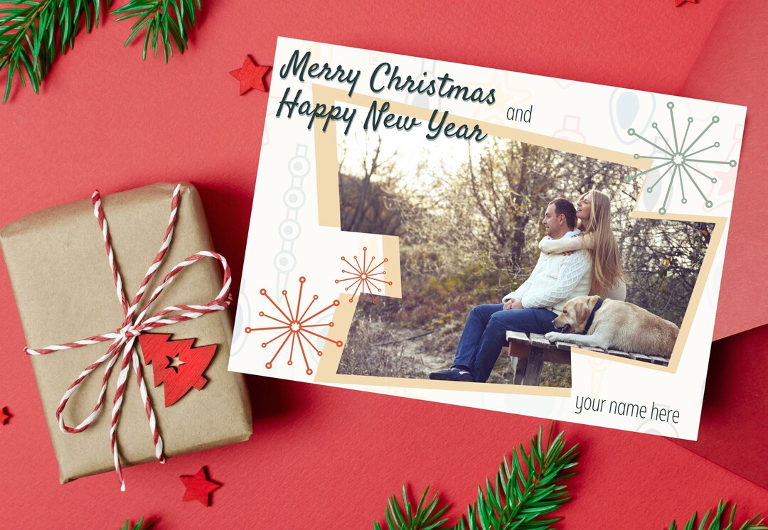 Photo Retro Card Template Vintage Card Template Mid-century - Etsy