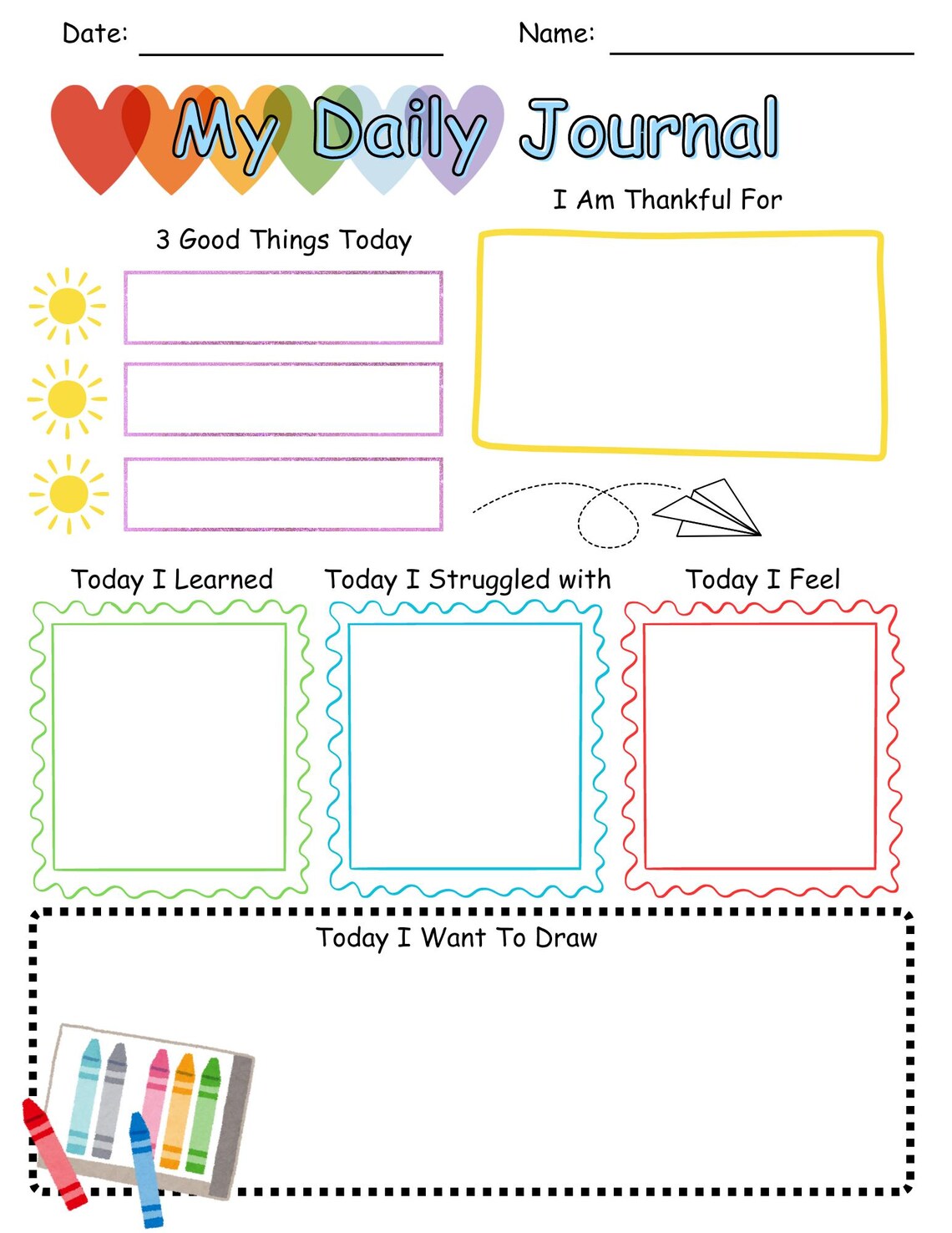 Kids Daily Journal | Journal Activity Page | Planner - Etsy