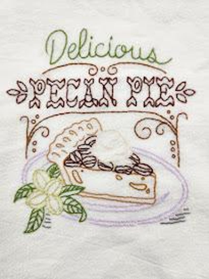 Pie Hand Embroidered Tea Towel - Pie Flour Sack Kitchen Towel - Etsy