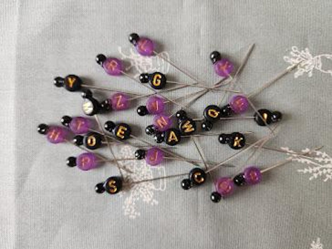 Alphabet Quilting Pins - Plum & Gold - Alphabet Sewing Pins - Alphabet ...