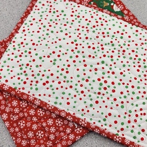 Christmas Mug Rug Santa Snack Mat Reindeer Miniature Quilt - Etsy