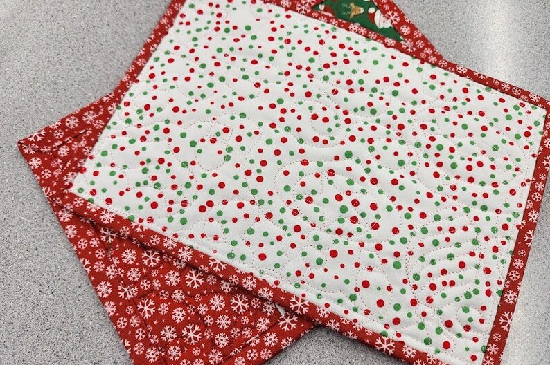 Christmas Mug Rug Santa Snack Mat Reindeer Miniature Quilt - Etsy