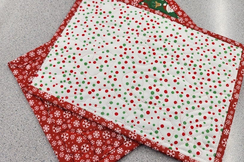 Christmas Mug Rug Santa Snack Mat Reindeer Miniature Quilt - Etsy