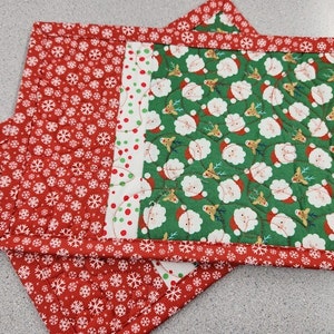 Christmas Mug Rug Santa Snack Mat Reindeer Miniature Quilt - Etsy