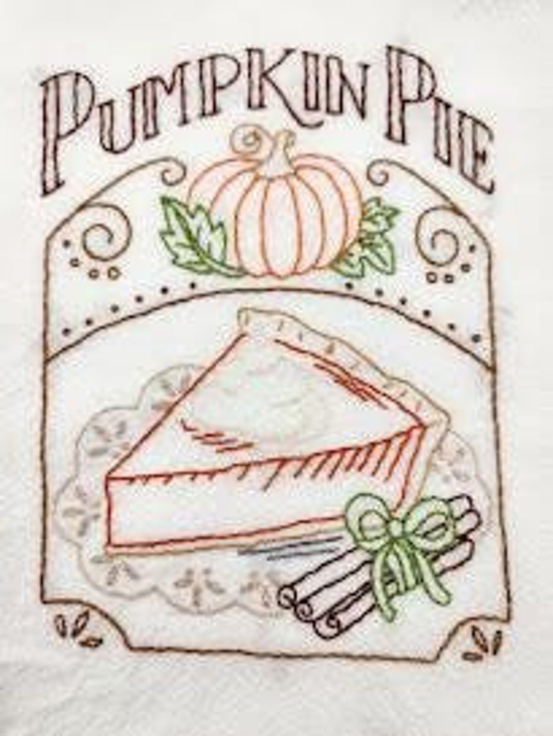 Pie Hand Embroidered Tea Towel - Pie Flour Sack Kitchen Towel - Etsy