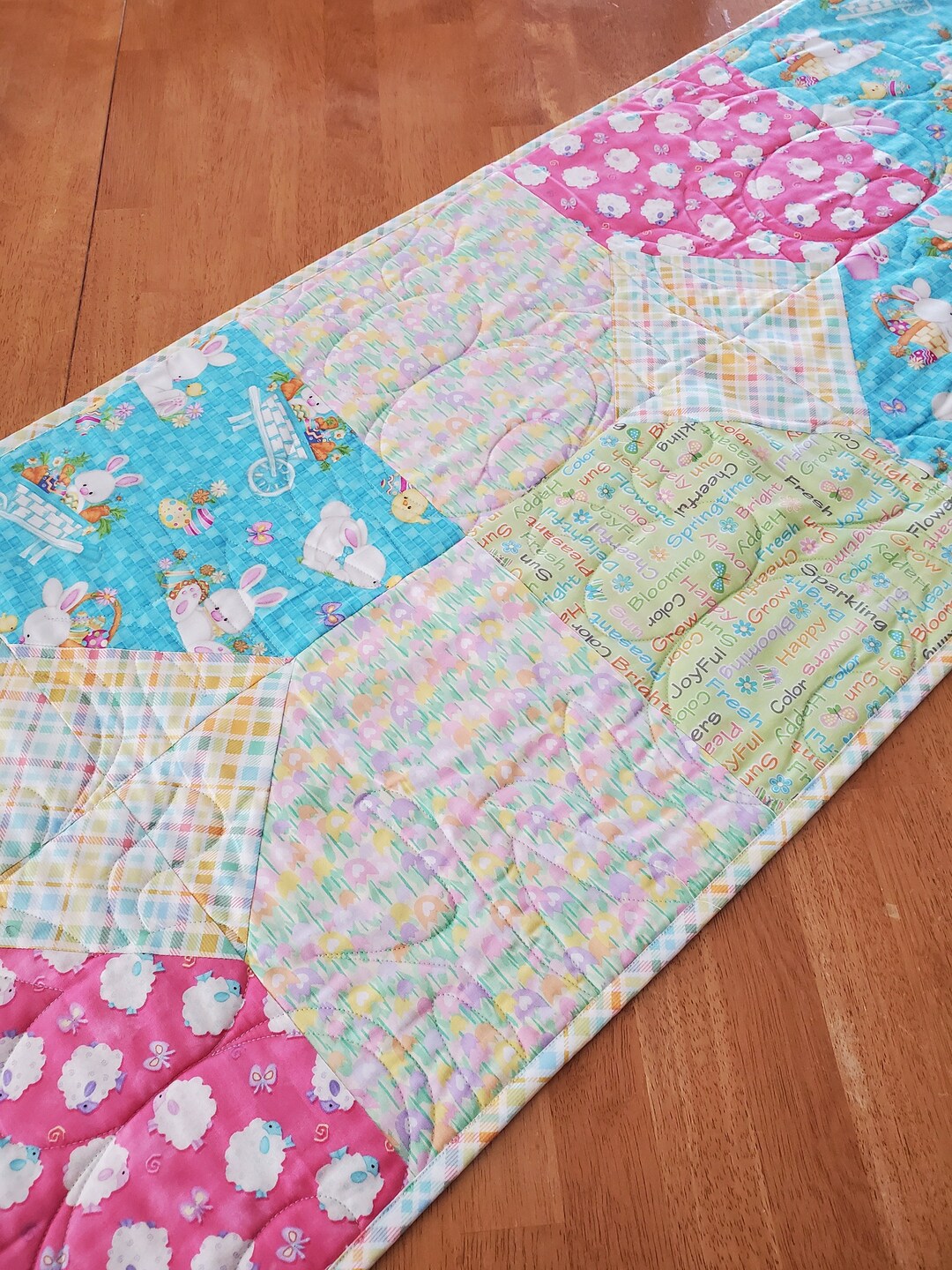 Quilted Easter Table Runner - Pastel Easter Table Runner - Handmade Home Decor - Spring Holiday ...
