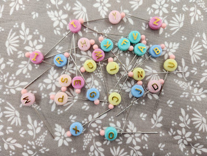 Alphabet Quilting Pins - Large Pastel - Alphabet Sewing Pins - Alphabet ...